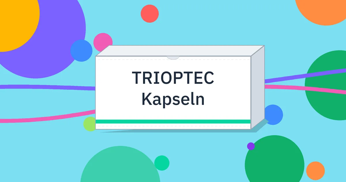Symbolbild: Packung mit der Aufschrift TRIOPTEC Kapseln (PZN 04897116) – Verfügbarkeit und Bezug in Apotheken in Frankfurt am Main