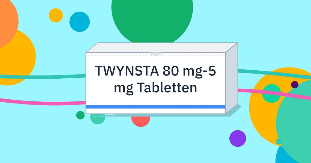 Symbolbild: Packung mit der Aufschrift TWYNSTA 80 mg-5 mg Tabletten (PZN 05547789) – Verfügbarkeit und Bezug in Apotheken in Frankfurt am Main