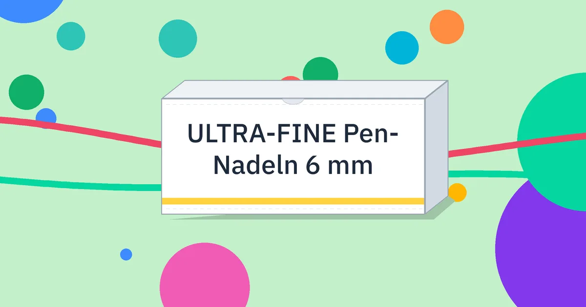Symbolbild: Packung mit der Aufschrift ULTRA-FINE Pen-Nadeln 6 mm (PZN 20590015) – Verfügbarkeit und Bezug in Apotheken in Frankfurt am Main