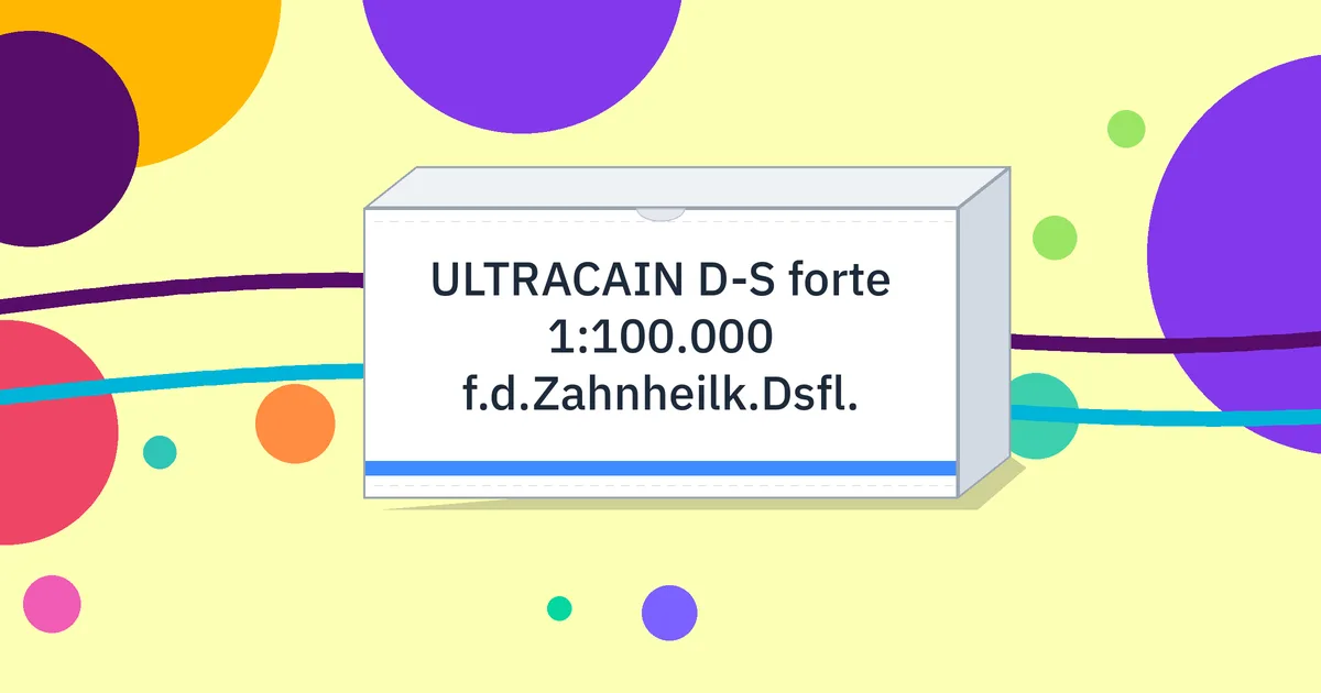 Symbolbild: Packung mit der Aufschrift ULTRACAIN D-S forte 1:100.000 f.d.Zahnheilk.Dsfl. (PZN 07721990) – Verfügbarkeit und Bezug in Apotheken in Frankfurt am Main