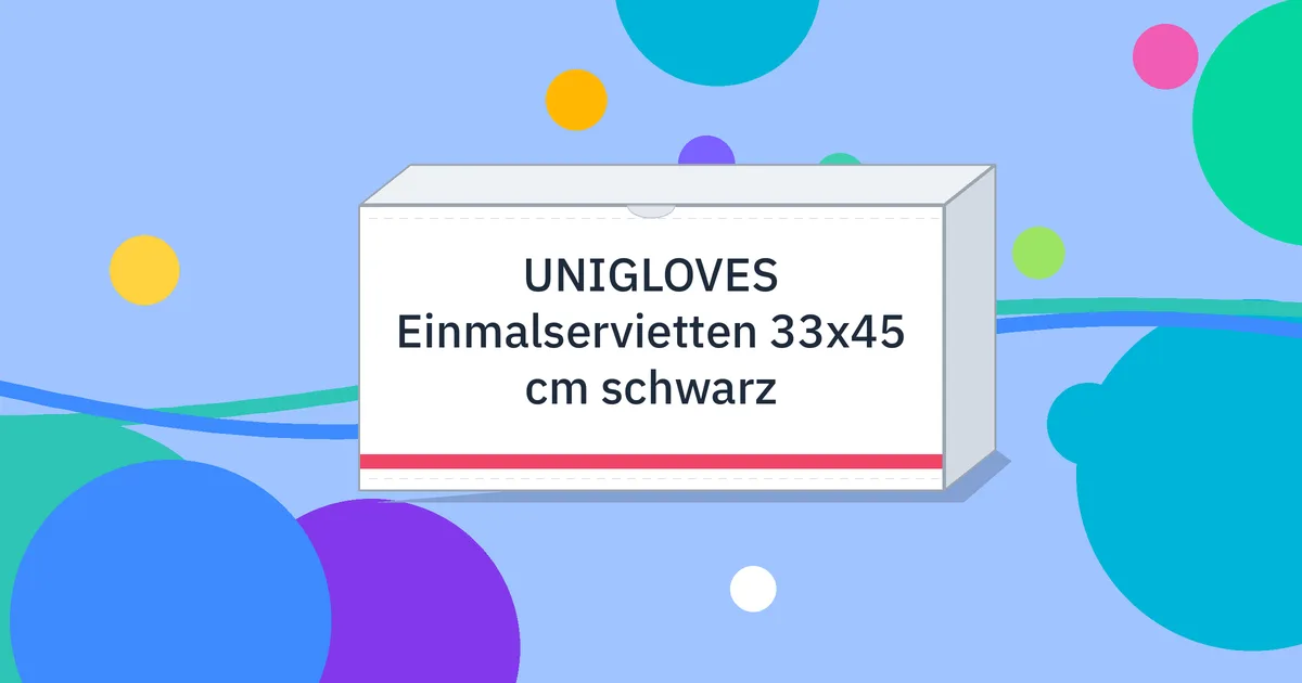Symbolbild: Packung mit der Aufschrift UNIGLOVES Einmalservietten 33x45 cm schwarz (PZN 12388015) – Verfügbarkeit und Bezug in Apotheken in Frankfurt am Main