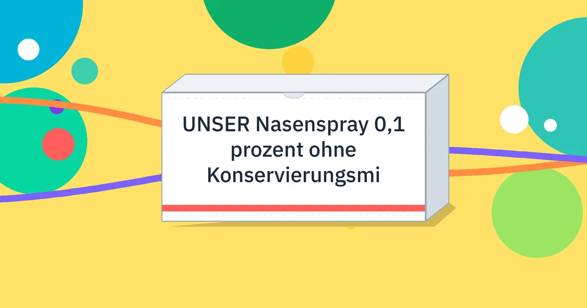 Symbolbild: Packung mit der Aufschrift UNSER Nasenspray 0,1 prozent ohne Konservierungsmi (PZN 19764579) – Verfügbarkeit und Bezug in Apotheken in Frankfurt am Main