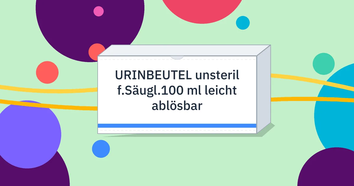 Symbolbild: Packung mit der Aufschrift URINBEUTEL unsteril f.Säugl.100 ml leicht ablösbar (PZN 17620020) – Verfügbarkeit und Bezug in Apotheken in Frankfurt am Main