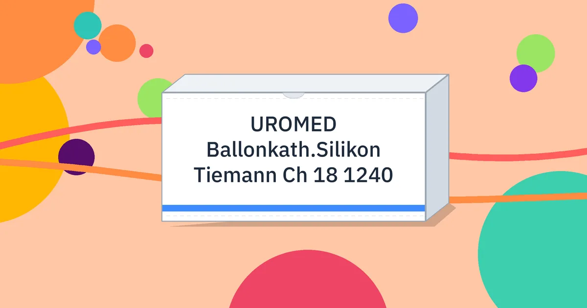 Symbolbild: Packung mit der Aufschrift UROMED Ballonkath.Silikon Tiemann Ch 18 1240 (PZN 03280773) – Verfügbarkeit und Bezug in Apotheken in Frankfurt am Main