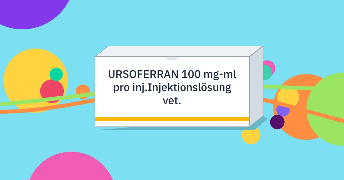 Symbolbild: Packung mit der Aufschrift URSOFERRAN 100 mg-ml pro inj.Injektionslösung vet. (PZN 09942040) – Verfügbarkeit und Bezug in Apotheken in Frankfurt am Main