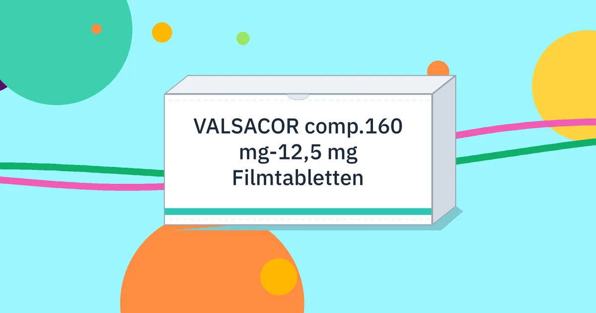 Symbolbild: Packung mit der Aufschrift VALSACOR comp.160 mg-12,5 mg Filmtabletten (PZN 08473376) – Verfügbarkeit und Bezug in Apotheken in Frankfurt am Main