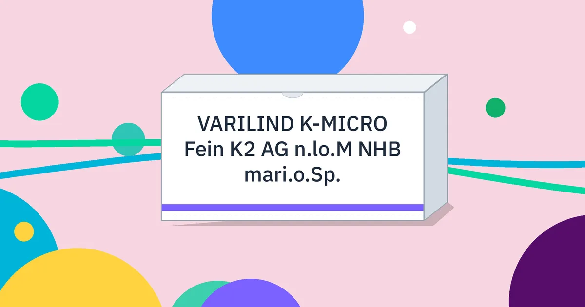 Symbolbild: Packung mit der Aufschrift VARILIND K-MICRO Fein K2 AG n.lo.M NHB mari.o.Sp. (PZN 20556343) – Verfügbarkeit und Bezug in Apotheken in Frankfurt am Main