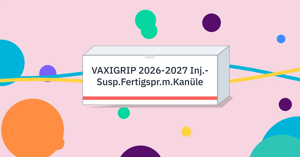 Symbolbild: Packung mit der Aufschrift VAXIGRIP 2026-2027 Inj.-Susp.Fertigspr.m.Kanüle (PZN 20174481) – Verfügbarkeit und Bezug in Apotheken in Frankfurt am Main