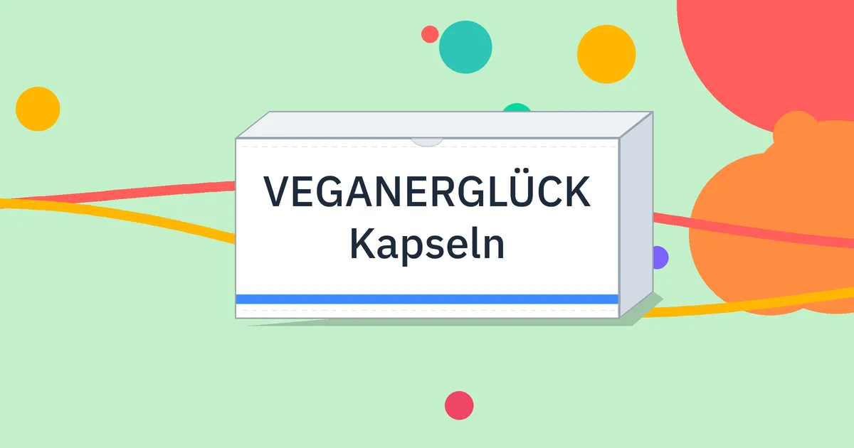 Symbolbild: Packung mit der Aufschrift VEGANERGLÜCK Kapseln (PZN 19383475) – Verfügbarkeit und Bezug in Apotheken in Frankfurt am Main