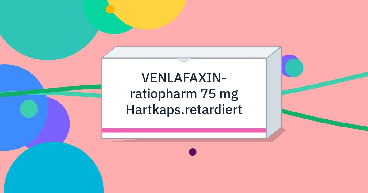 Symbolbild: Packung mit der Aufschrift VENLAFAXIN-ratiopharm 75 mg Hartkaps.retardiert (PZN 20379622) – Verfügbarkeit und Bezug in Apotheken in Frankfurt am Main