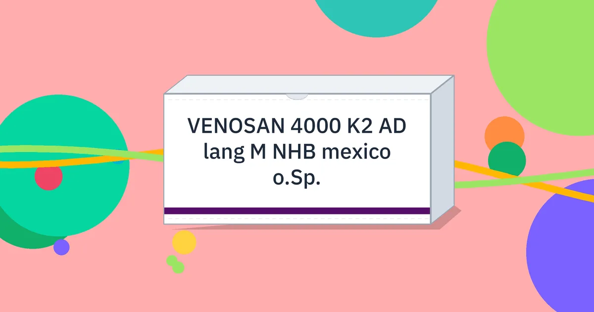 Symbolbild: Packung mit der Aufschrift VENOSAN 4000 K2 AD lang M NHB mexico o.Sp. (PZN 14423945) – Verfügbarkeit und Bezug in Apotheken in Frankfurt am Main