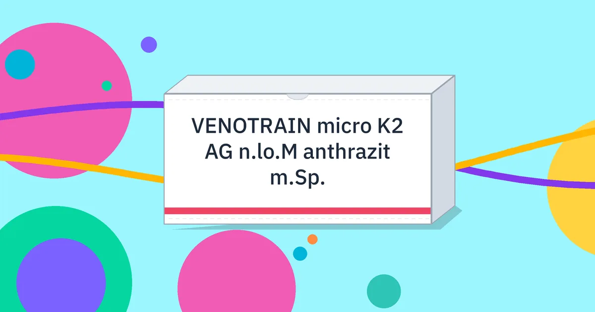 Symbolbild: Packung mit der Aufschrift VENOTRAIN micro K2 AG n.lo.M anthrazit m.Sp. (PZN 11061677) – Verfügbarkeit und Bezug in Apotheken in Frankfurt am Main