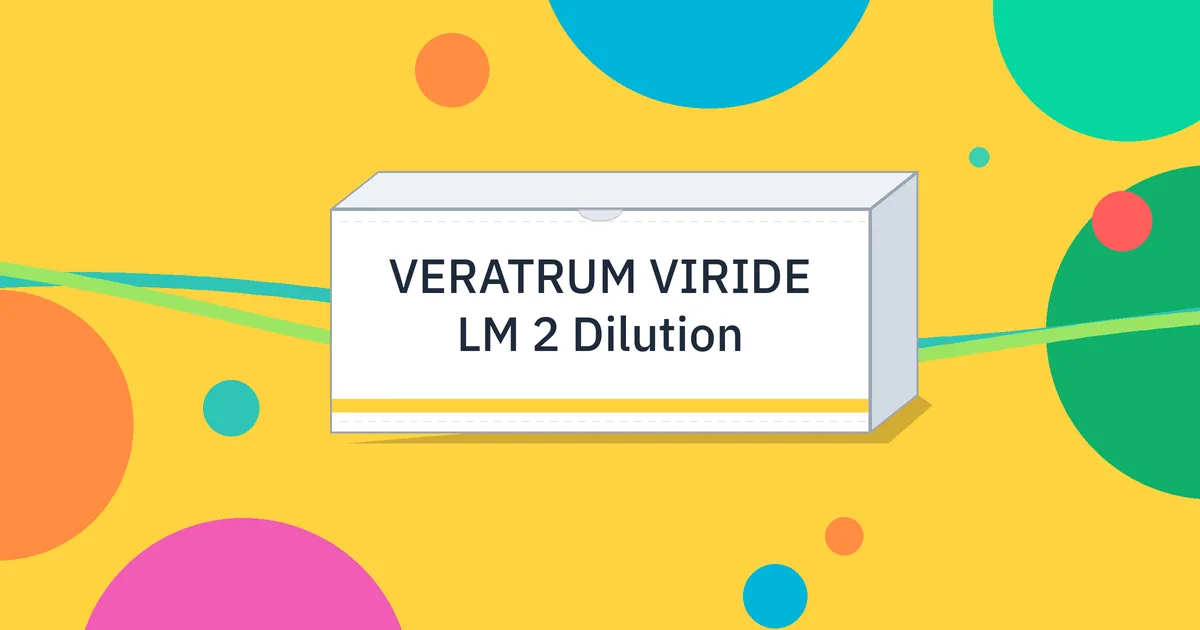 Symbolbild: Packung mit der Aufschrift VERATRUM VIRIDE LM 2 Dilution (PZN 13265065) – Verfügbarkeit und Bezug in Apotheken in Frankfurt am Main