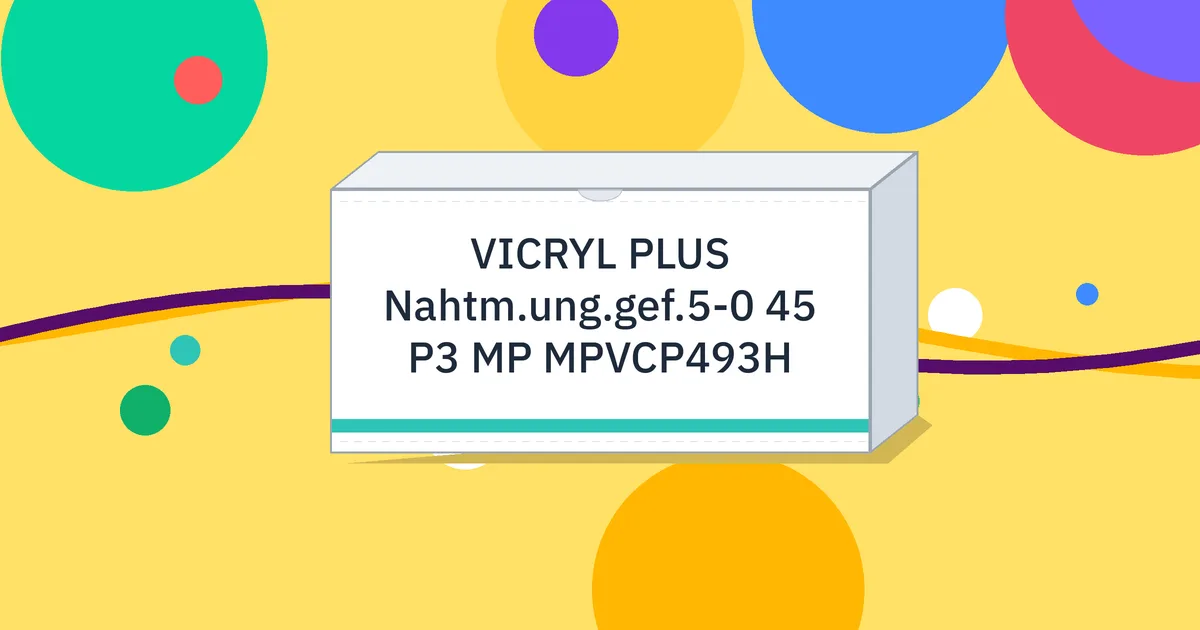 Symbolbild: Packung mit der Aufschrift VICRYL PLUS Nahtm.ung.gef.5-0 45 P3 MP MPVCP493H (PZN 20390523) – Verfügbarkeit und Bezug in Apotheken in Frankfurt am Main