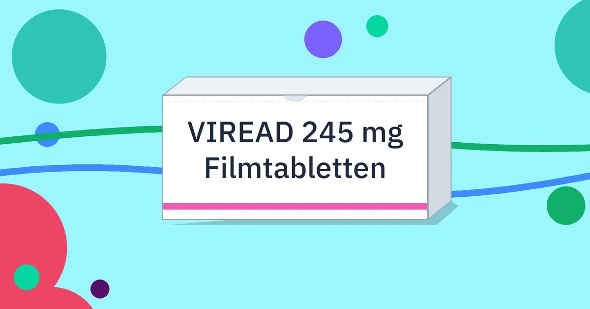 Symbolbild: Packung mit der Aufschrift VIREAD 245 mg Filmtabletten (PZN 11554374) – Verfügbarkeit und Bezug in Apotheken in Frankfurt am Main
