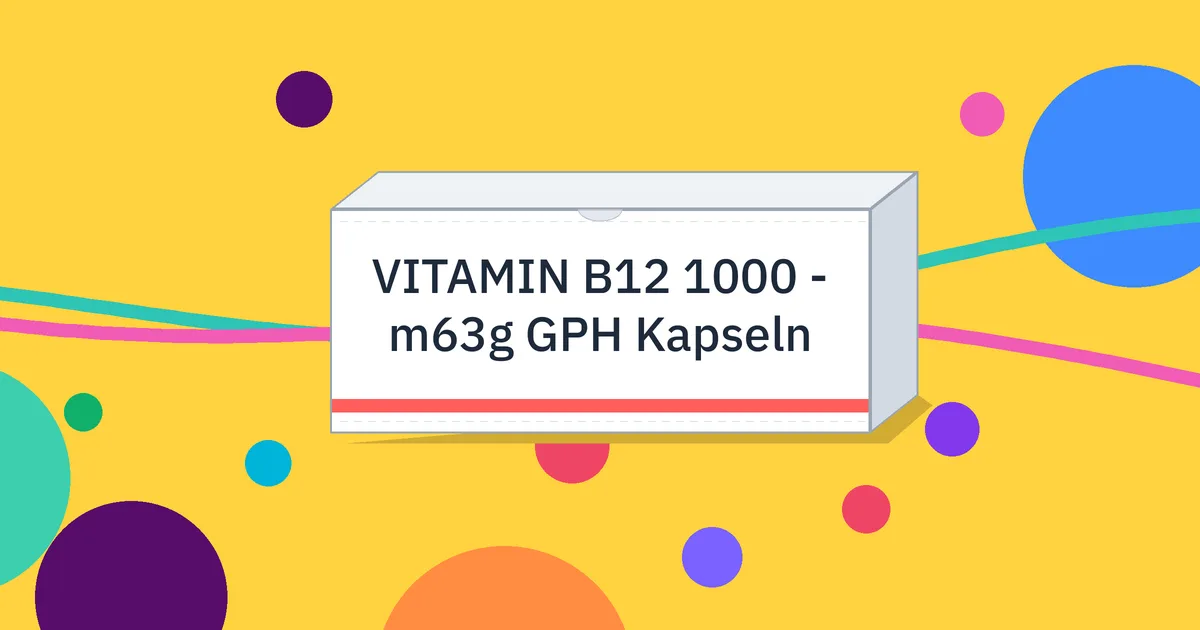 Symbolbild: Packung mit der Aufschrift VITAMIN B12 1000 -m63g GPH Kapseln (PZN 15294740) – Verfügbarkeit und Bezug in Apotheken in Frankfurt am Main