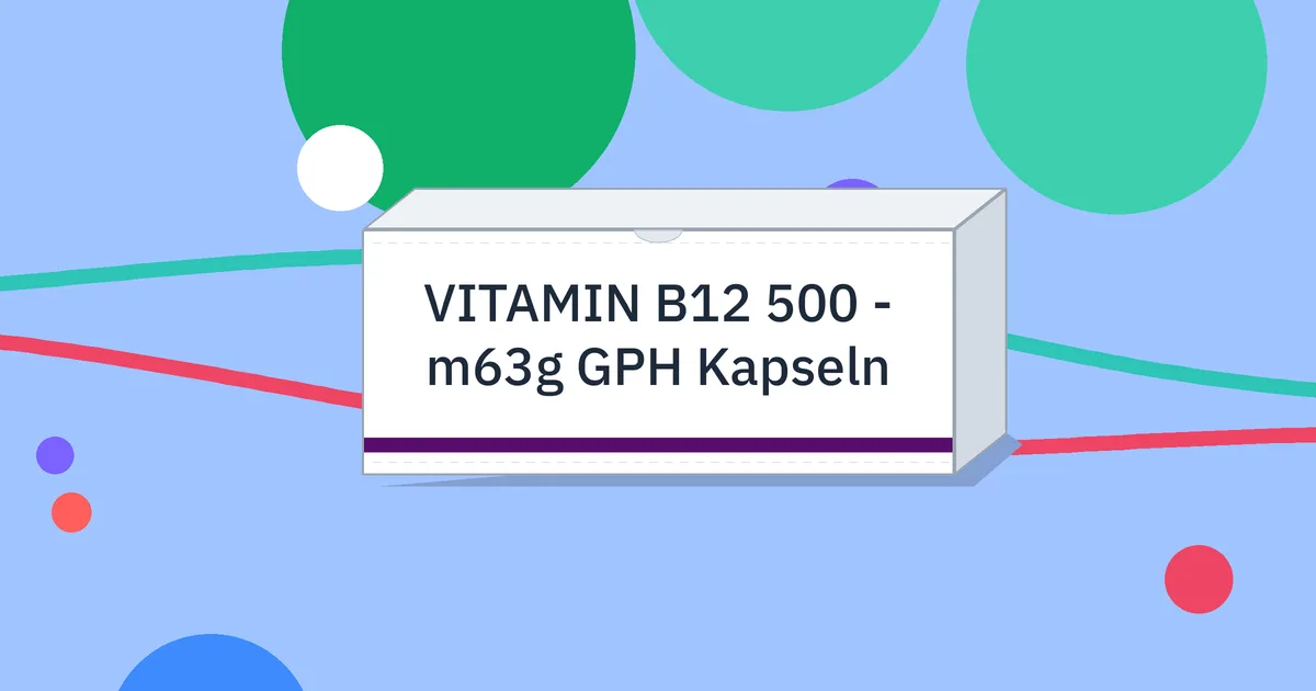 Symbolbild: Packung mit der Aufschrift VITAMIN B12 500 -m63g GPH Kapseln (PZN 13251198) – Verfügbarkeit und Bezug in Apotheken in Frankfurt am Main