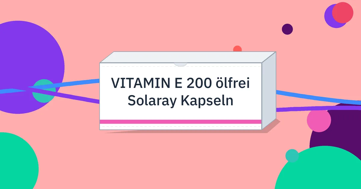 Symbolbild: Packung mit der Aufschrift VITAMIN E 200 ölfrei Solaray Kapseln (PZN 17255129) – Verfügbarkeit und Bezug in Apotheken in Frankfurt am Main