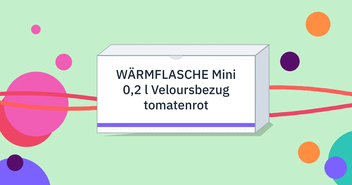 Symbolbild: Packung mit der Aufschrift WÄRMFLASCHE Mini 0,2 l Veloursbezug tomatenrot (PZN 18251010) – Verfügbarkeit und Bezug in Apotheken in Frankfurt am Main