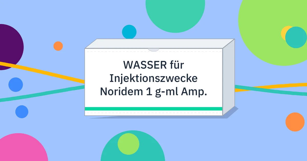 Symbolbild: Packung mit der Aufschrift WASSER für Injektionszwecke Noridem 1 g-ml Amp. (PZN 16936554) – Verfügbarkeit und Bezug in Apotheken in Frankfurt am Main