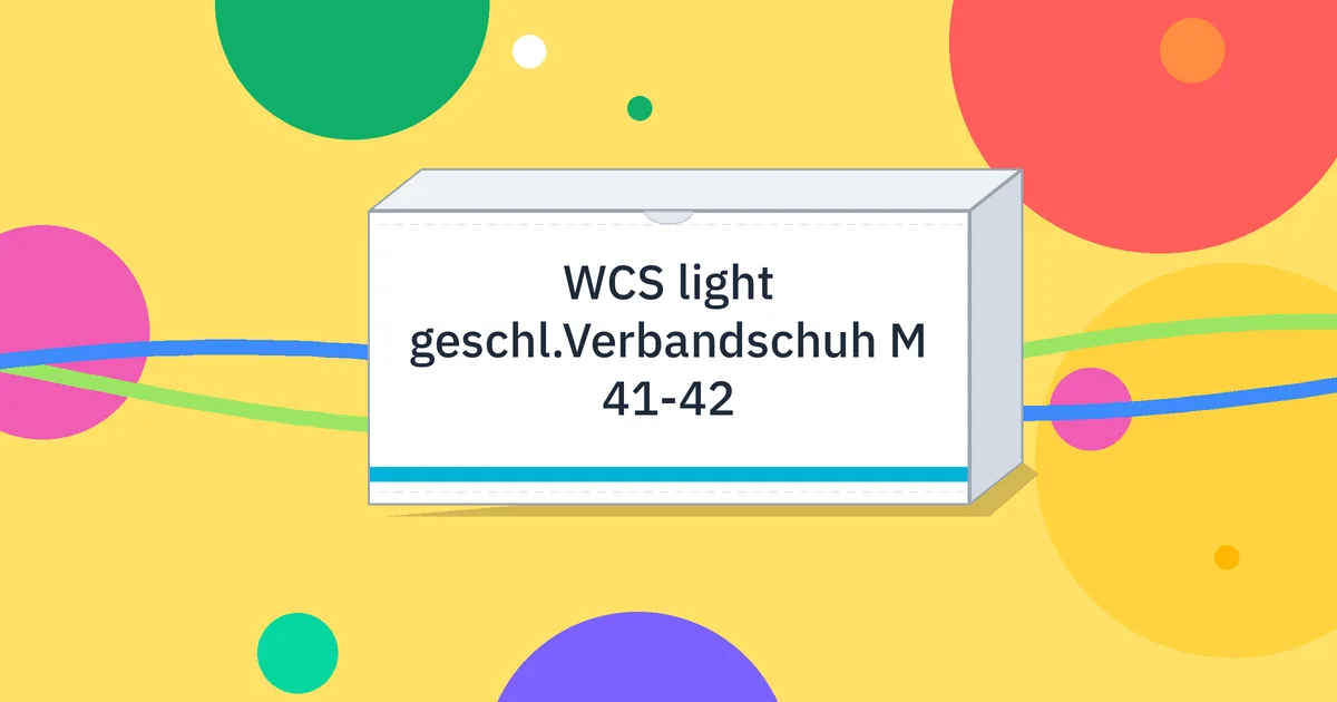 Symbolbild: Packung mit der Aufschrift WCS light geschl.Verbandschuh M 41-42 (PZN 16629740) – Verfügbarkeit und Bezug in Apotheken in Frankfurt am Main