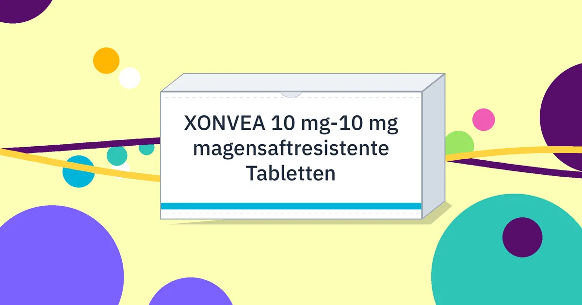 Symbolbild: Packung mit der Aufschrift XONVEA 10 mg-10 mg magensaftresistente Tabletten (PZN 18899952) – Verfügbarkeit und Bezug in Apotheken in Frankfurt am Main