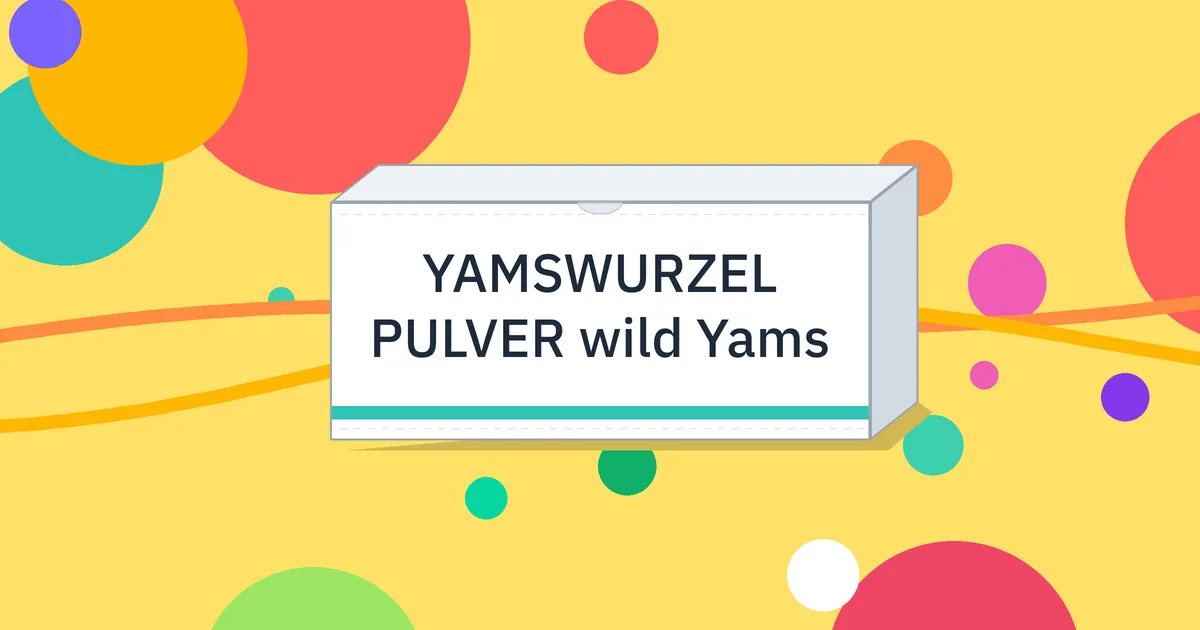 Symbolbild: Packung mit der Aufschrift YAMSWURZEL PULVER wild Yams (PZN 13476483) – Verfügbarkeit und Bezug in Apotheken in Frankfurt am Main