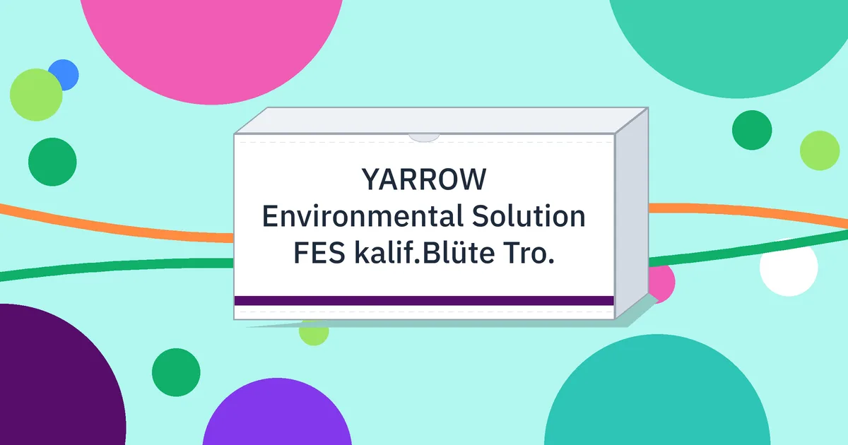 Symbolbild: Packung mit der Aufschrift YARROW Environmental Solution FES kalif.Blüte Tro. (PZN 09174322) – Verfügbarkeit und Bezug in Apotheken in Frankfurt am Main