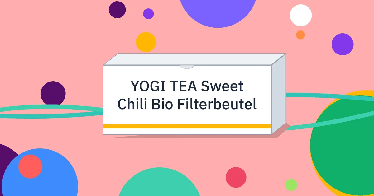 Symbolbild: Packung mit der Aufschrift YOGI TEA Sweet Chili Bio Filterbeutel (PZN 09687599) – Verfügbarkeit und Bezug in Apotheken in Frankfurt am Main