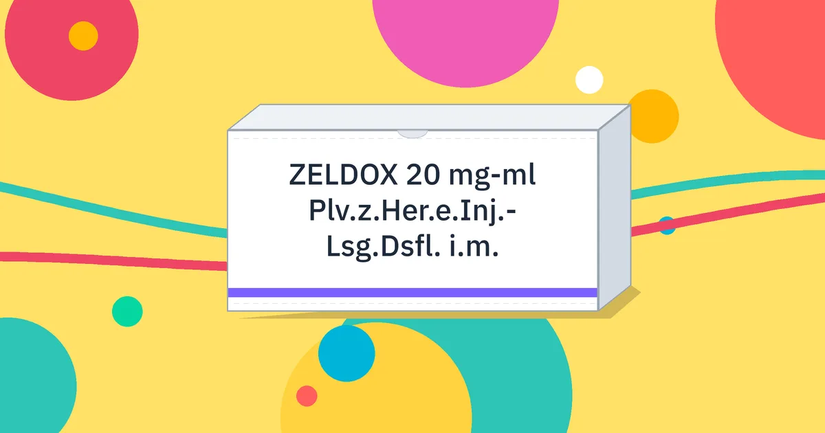 Symbolbild: Packung mit der Aufschrift ZELDOX 20 mg-ml Plv.z.Her.e.Inj.-Lsg.Dsfl. i.m. (PZN 18115844) – Verfügbarkeit und Bezug in Apotheken in Frankfurt am Main