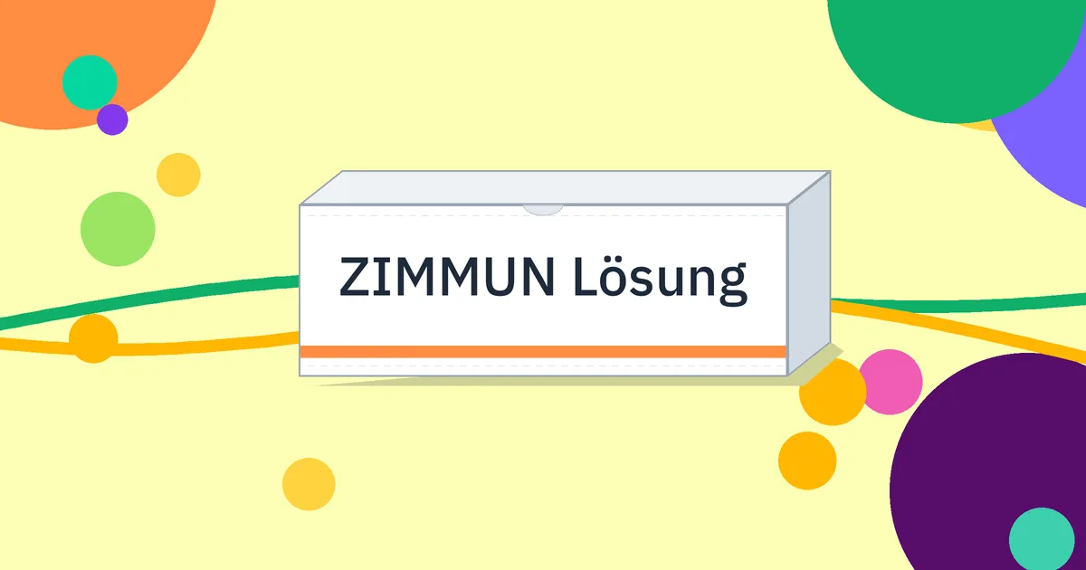 Symbolbild: Packung mit der Aufschrift ZIMMUN Lösung (PZN 05023106) – Verfügbarkeit und Bezug in Apotheken in Frankfurt am Main
