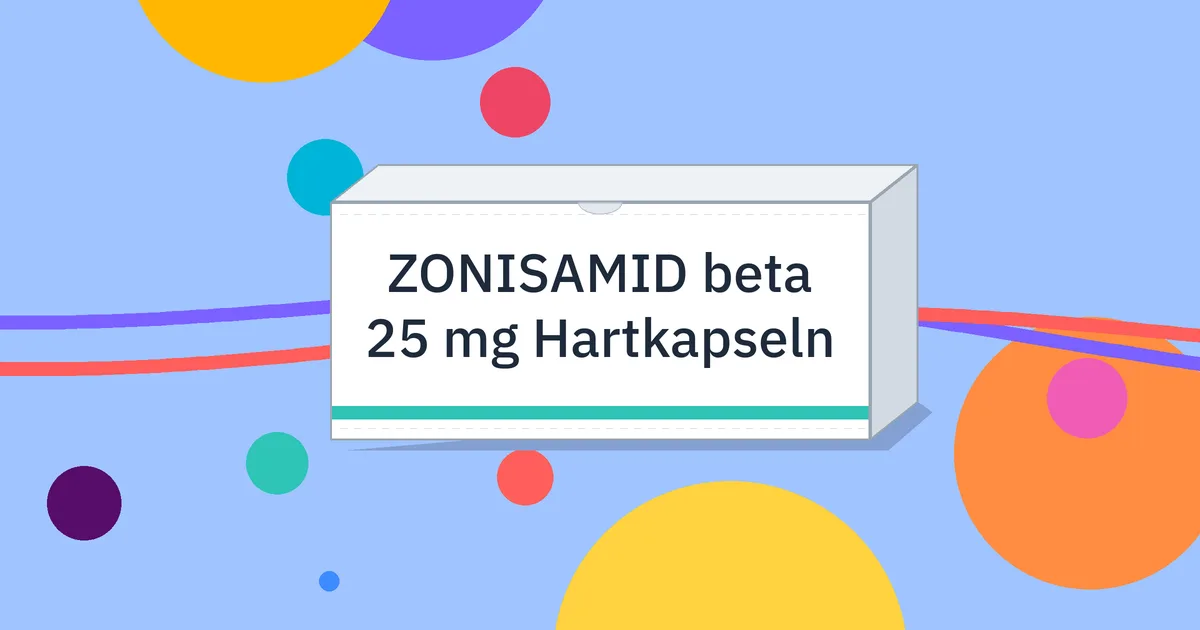 Symbolbild: Packung mit der Aufschrift ZONISAMID beta 25 mg Hartkapseln (PZN 09154578) – Verfügbarkeit und Bezug in Apotheken in Frankfurt am Main