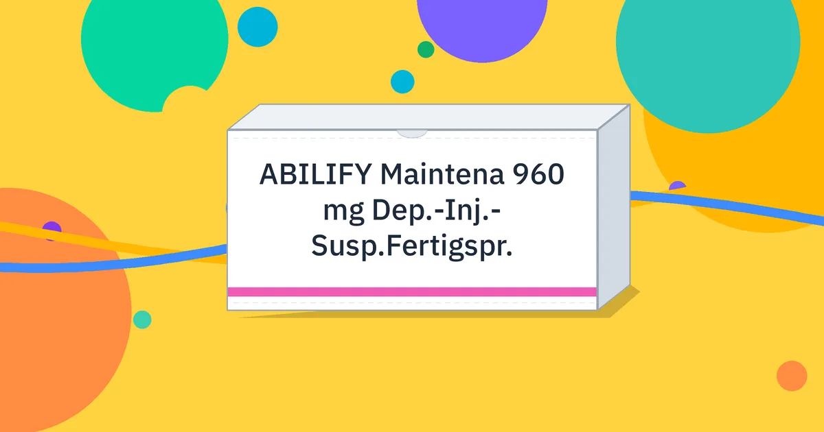 Symbolbild: Packung mit der Aufschrift ABILIFY Maintena 960 mg Dep.-Inj.-Susp.Fertigspr. (PZN 19661603) – Verfügbarkeit und Bezug in Apotheken in Frankfurt am Main
