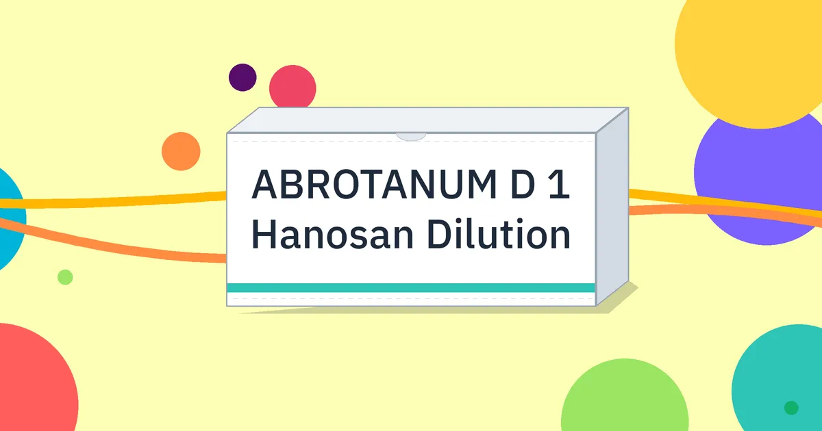 Symbolbild: Packung mit der Aufschrift ABROTANUM D 1 Hanosan Dilution (PZN 00001459) – Verfügbarkeit und Bezug in Apotheken in Frankfurt am Main