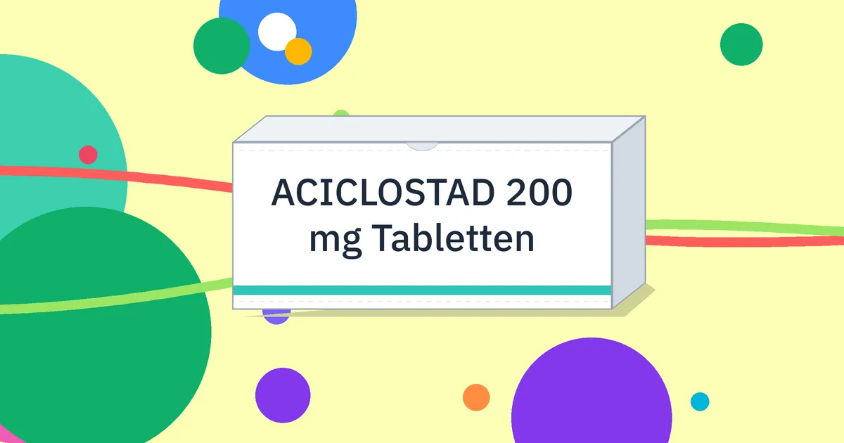 Symbolbild: Packung mit der Aufschrift ACICLOSTAD 200 mg Tabletten (PZN 06873166) – Verfügbarkeit und Bezug in Apotheken in Frankfurt am Main