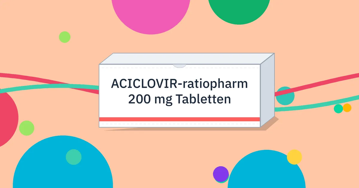 Symbolbild: Packung mit der Aufschrift ACICLOVIR-ratiopharm 200 mg Tabletten (PZN 09091317) – Verfügbarkeit und Bezug in Apotheken in Frankfurt am Main