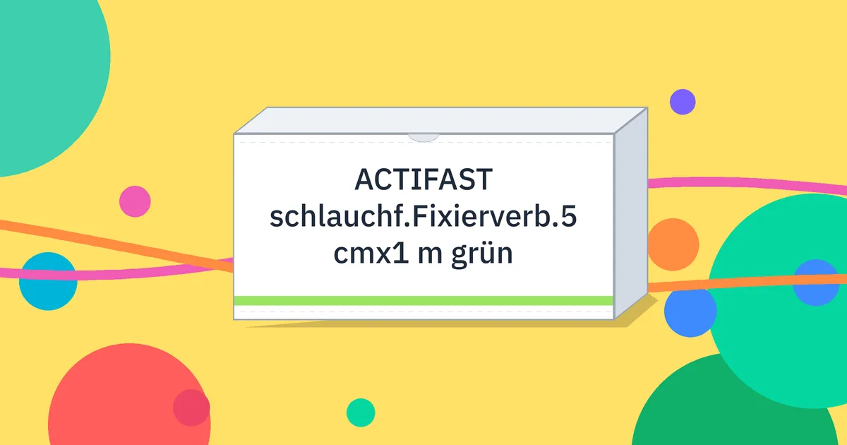 Symbolbild: Packung mit der Aufschrift ACTIFAST schlauchf.Fixierverb.5 cmx1 m grün (PZN 19151486) – Verfügbarkeit und Bezug in Apotheken in Frankfurt am Main