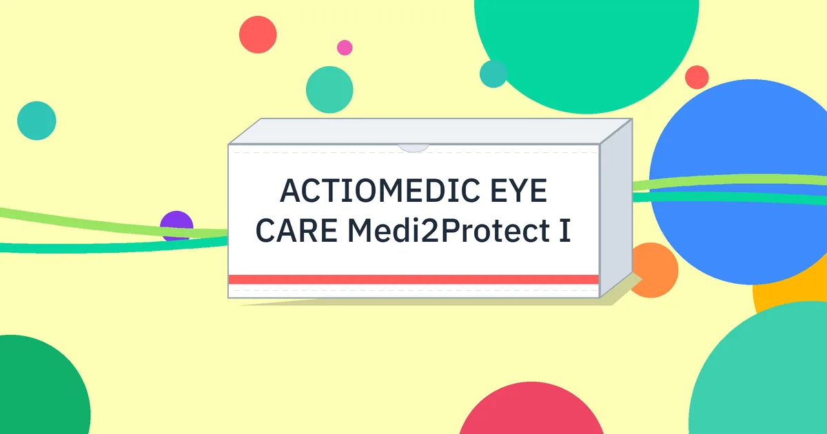 Symbolbild: Packung mit der Aufschrift ACTIOMEDIC EYE CARE Medi2Protect I (PZN 12592460) – Verfügbarkeit und Bezug in Apotheken in Frankfurt am Main