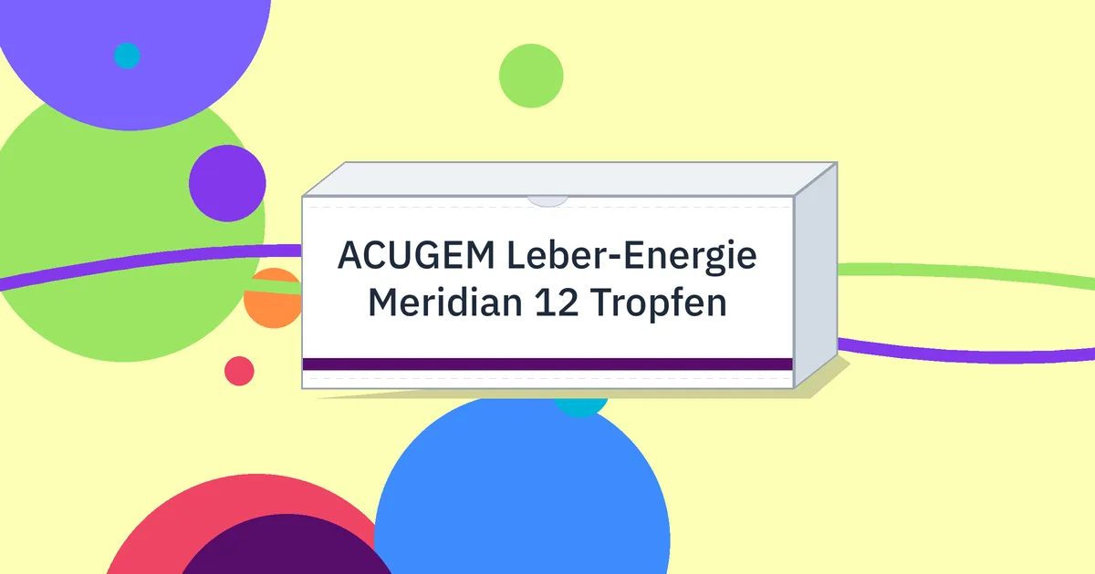 Symbolbild: Packung mit der Aufschrift ACUGEM Leber-Energie Meridian 12 Tropfen (PZN 20296965) – Verfügbarkeit und Bezug in Apotheken in Frankfurt am Main