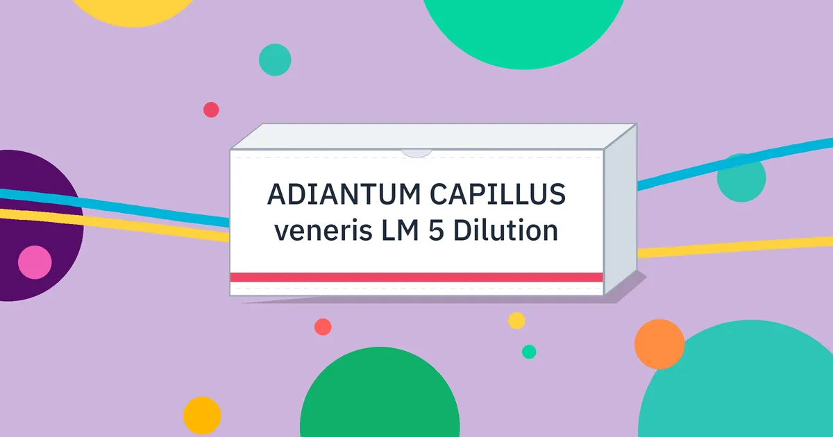 Symbolbild: Packung mit der Aufschrift ADIANTUM CAPILLUS veneris LM 5 Dilution (PZN 13295267) – Verfügbarkeit und Bezug in Apotheken in Frankfurt am Main