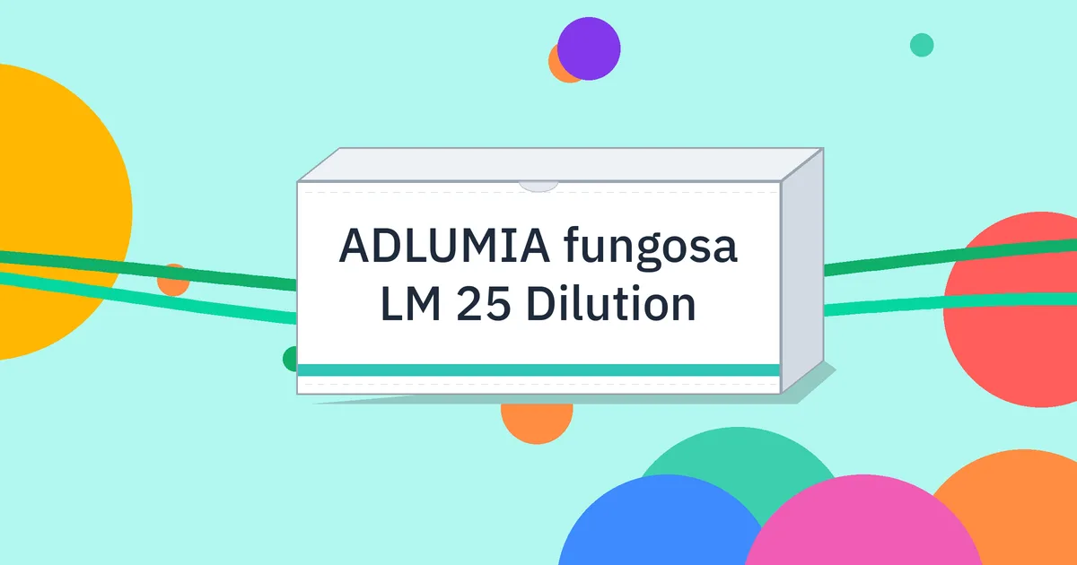 Symbolbild: Packung mit der Aufschrift ADLUMIA fungosa LM 25 Dilution (PZN 13296717) – Verfügbarkeit und Bezug in Apotheken in Frankfurt am Main