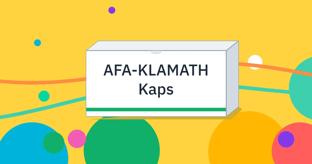 Symbolbild: Packung mit der Aufschrift AFA-KLAMATH Kaps (PZN 09253702) – Verfügbarkeit und Bezug in Apotheken in Frankfurt am Main