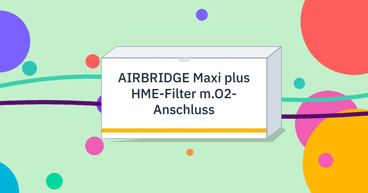 Symbolbild: Packung mit der Aufschrift AIRBRIDGE Maxi plus HME-Filter m.O2-Anschluss (PZN 11093246) – Verfügbarkeit und Bezug in Apotheken in Frankfurt am Main