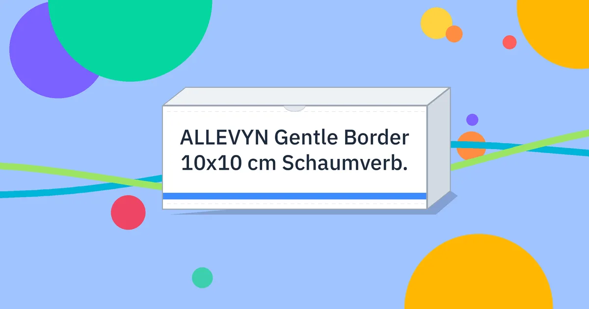 Symbolbild: Packung mit der Aufschrift ALLEVYN Gentle Border 10x10 cm Schaumverb. (PZN 16146332) – Verfügbarkeit und Bezug in Apotheken in Frankfurt am Main