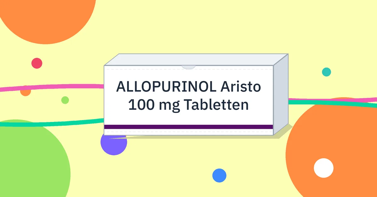 Symbolbild: Packung mit der Aufschrift ALLOPURINOL Aristo 100 mg Tabletten (PZN 17897000) – Verfügbarkeit und Bezug in Apotheken in Frankfurt am Main