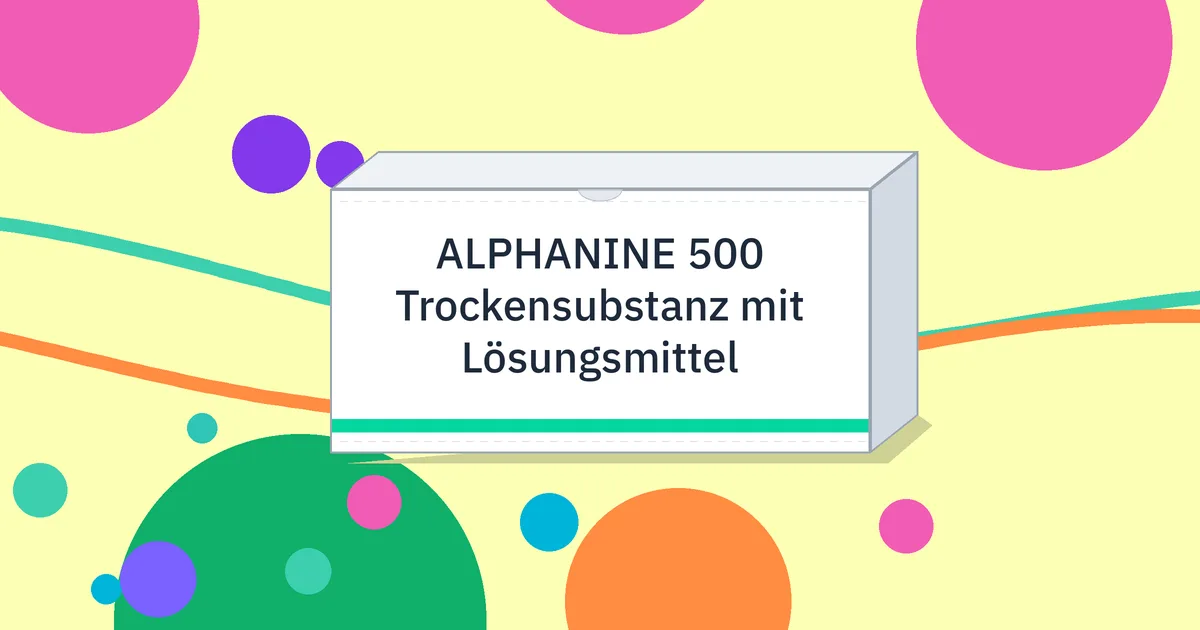 Symbolbild: Packung mit der Aufschrift ALPHANINE 500 Trockensubstanz mit Lösungsmittel (PZN 02805073) – Verfügbarkeit und Bezug in Apotheken in Frankfurt am Main