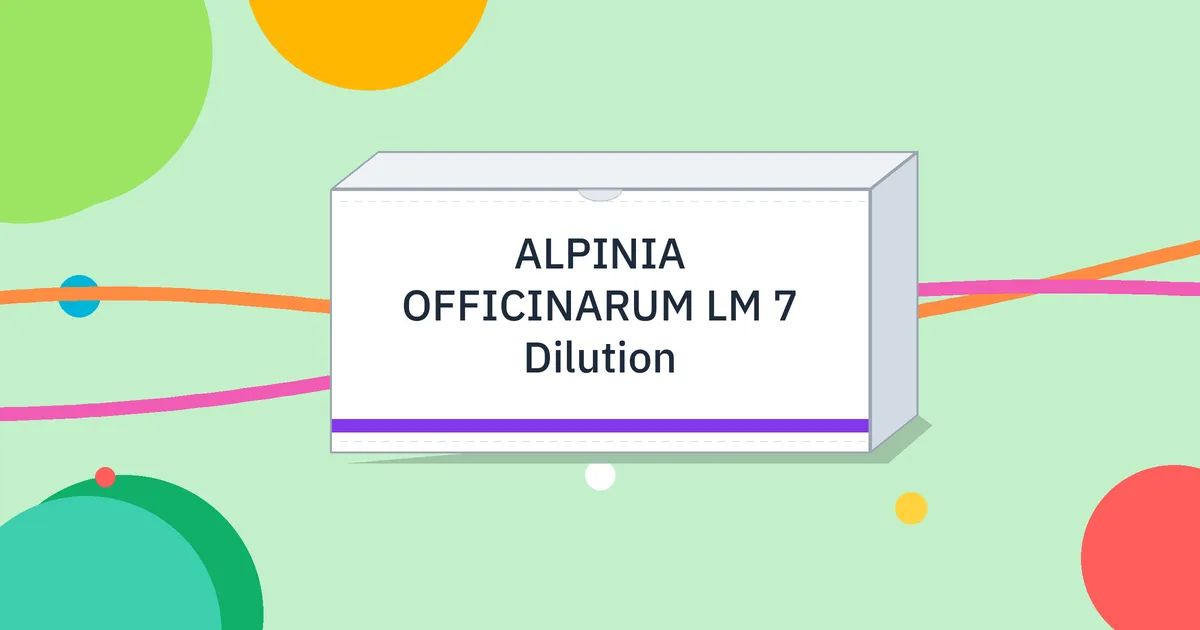Symbolbild: Packung mit der Aufschrift ALPINIA OFFICINARUM LM 7 Dilution (PZN 13313798) – Verfügbarkeit und Bezug in Apotheken in Frankfurt am Main