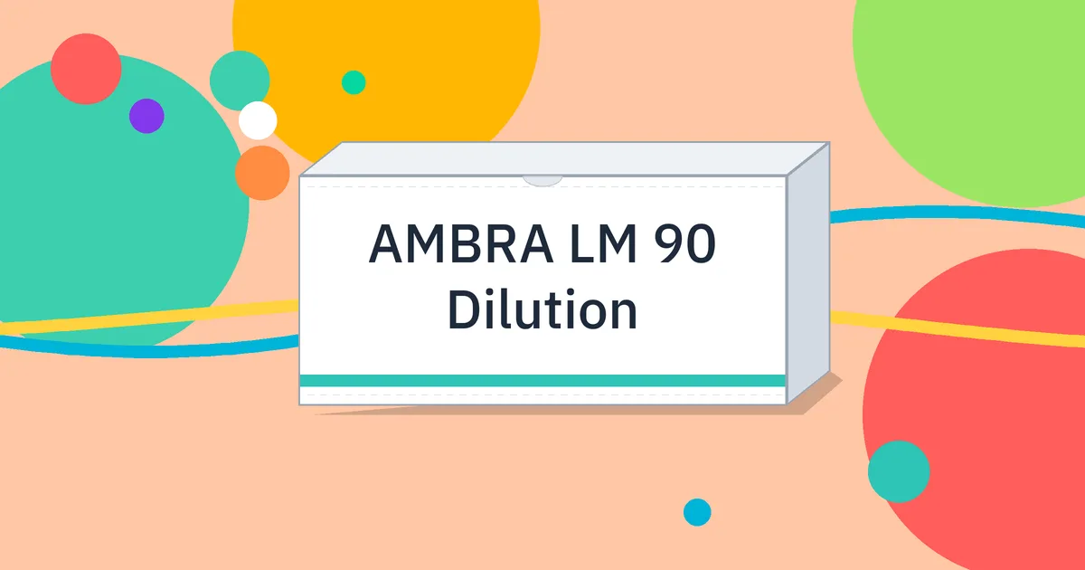 Symbolbild: Packung mit der Aufschrift AMBRA LM 90 Dilution (PZN 12760035) – Verfügbarkeit und Bezug in Apotheken in Frankfurt am Main