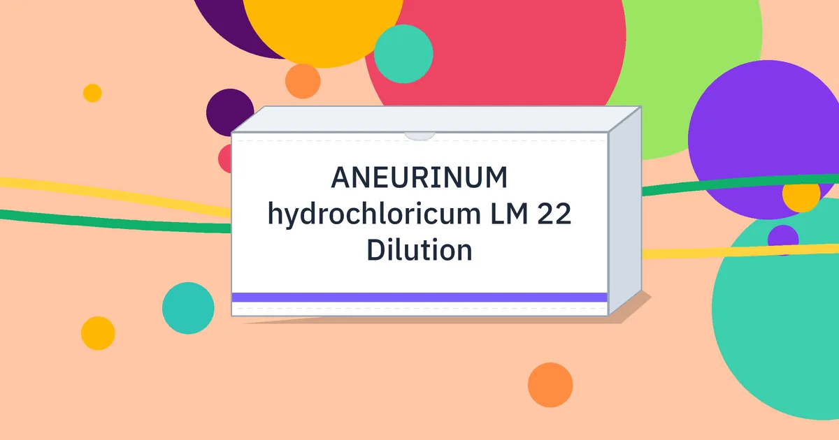 Symbolbild: Packung mit der Aufschrift ANEURINUM hydrochloricum LM 22 Dilution (PZN 13367630) – Verfügbarkeit und Bezug in Apotheken in Frankfurt am Main