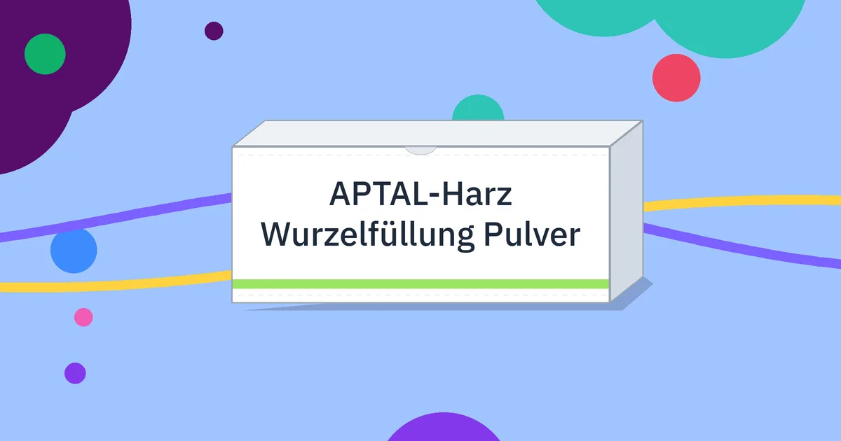 Symbolbild: Packung mit der Aufschrift APTAL-Harz Wurzelfüllung Pulver (PZN 01053056) – Verfügbarkeit und Bezug in Apotheken in Frankfurt am Main